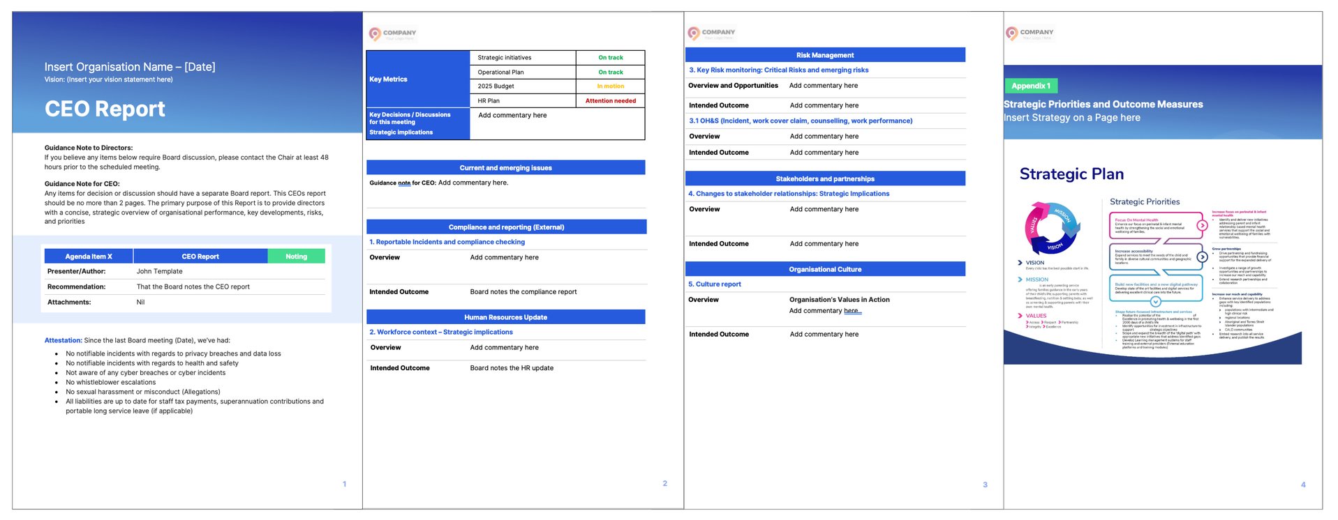 CEO Report Template Download | BoardPro
