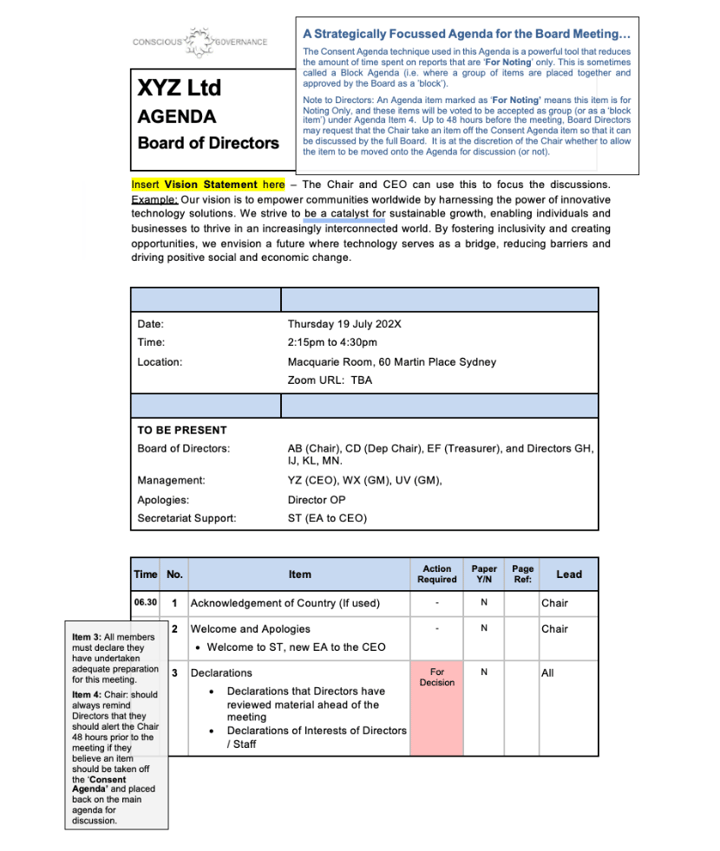 Strategic Agenda Template Download | BoardPro