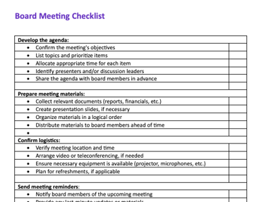 Download your Board meeting checklist | BoardPro