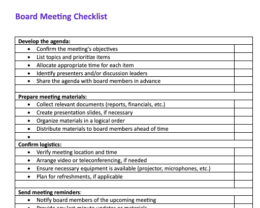 Download your Board meeting checklist | BoardPro