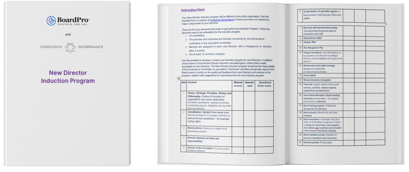 New director induction checklist | BoardPro